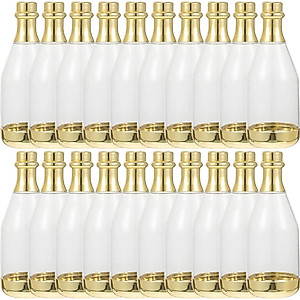 TOYANDONA 20Pcs Metallic Bottle Container Mini Bottle Shaped Candy Jars Wedding Candy Box Bridal Shower Favors Plastic Wine Containers Golden