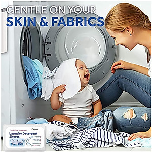 Laundry Detergent Sheets by Enyur, Laundry Sheets for Traveling, No Scent, Free and Clear For Borh Travel and Home Use - 1 Pack / 32 Loads