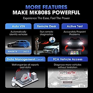 Autel Scaner MaxiCOM MK808S: 2024 Same as MX808S/MK808Z Bidirectional Scan Tool, Upgrade of MK808/MX808, 28+ Services, OE-Level All Systems Diagnostic Scanner, FCA AutoAuth Work with MV105/MV108