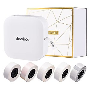 BISOFICE Q30 Label Maker Machine with Tape, Mini Label Maker with 5 Rolls Label Tape, Portable Wireless Connection Bluetooth Label Printer Labeler, Compatible with iOS Android