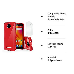 jioeuinly Case Compatible for SCHOK Volt SV55 Phone Case SCHOK SV55216 Case Cover [with Tempered Glass Screen Protector] Red