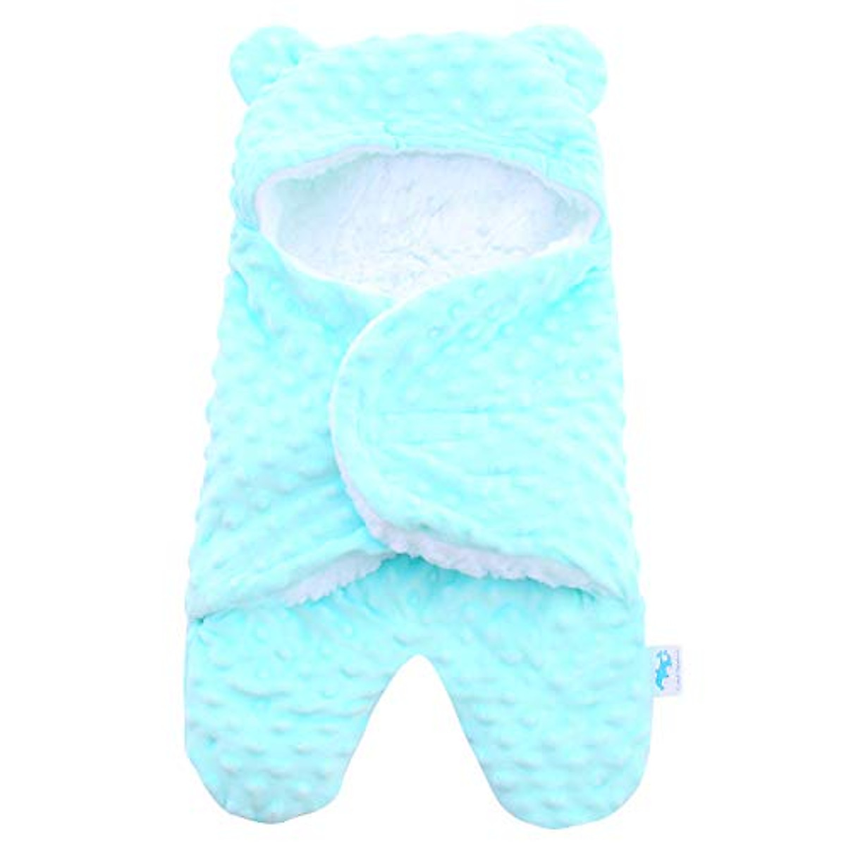 SWEET DOLPHIN Swaddle Blankets Wrap - Soft Thick Fleece Sherpa Minky Baby Sleeping Wraps - Fuzzy Warm Cozy Soft Unisex Receiving Blankets for Boys, Girls, Toddler - Newborn Accessory (Aquamarine)