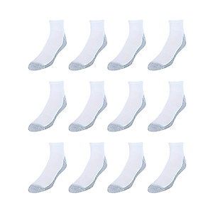 Hanes Men's, X-Temp Cushioned Ankle Socks, 12-Pack, White-12 Pack, 12-14