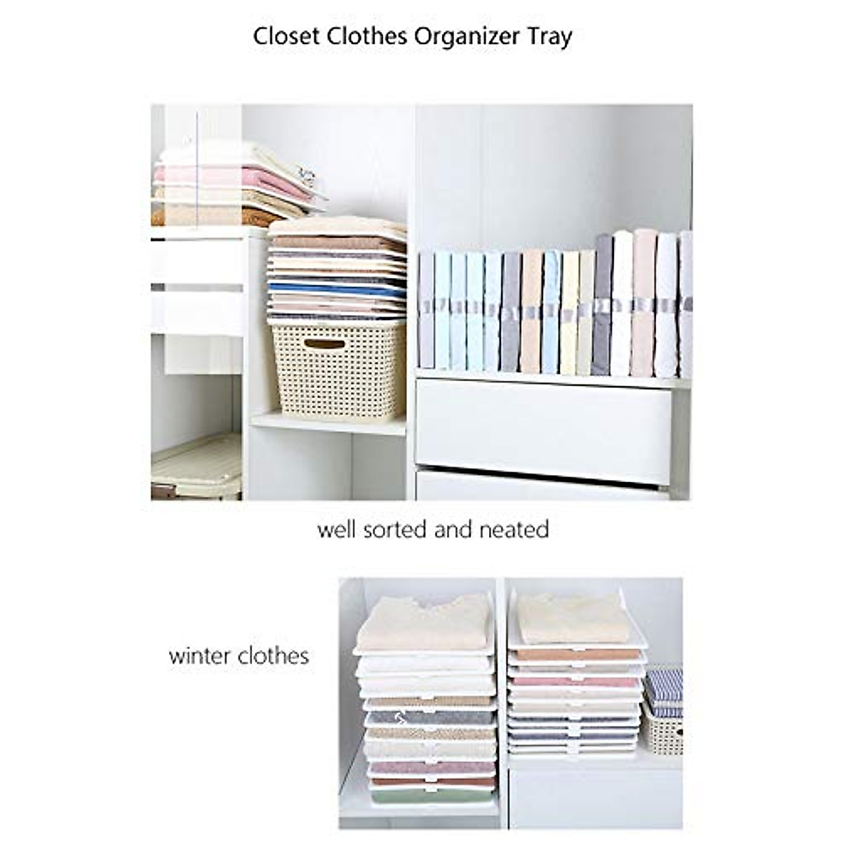 SXYLOB Clothes Organizer Tray 10 layer, T Shirt Clothing Folding Storage Shelf Rack Wardrobe Closet Divide Partition Stacking Board (NO.A3)