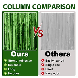 PABUES 5 Pack 3.3x9.9 Feet Green Foil Fringe Backdrop Curtains, Tinsel Streamers Birthday Party Decorations, Fringe Backdrop for Graduation, Baby Shower, Gender Reveal, Disco Party