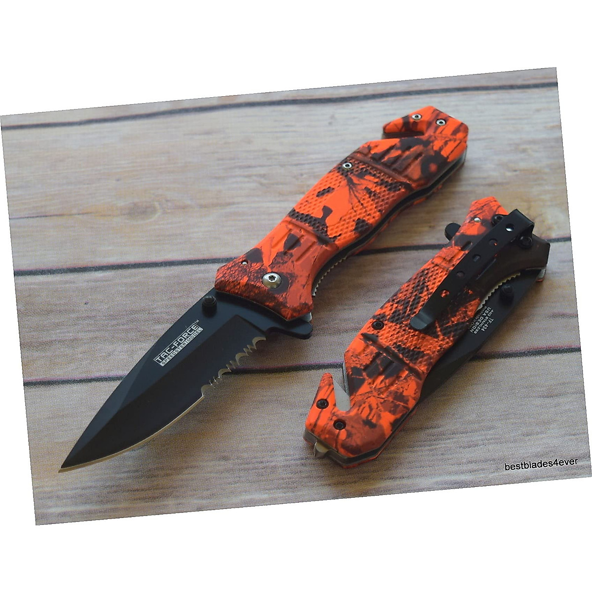 8 Inch Overall Tactical Rescue Stainless Steel Open Folding Pocket Knife With Clip Outdoor Survival Hunting Knife for Camping by Survival Steel