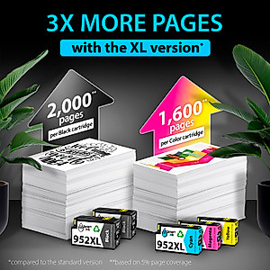 Smart Ink Compatible Ink Cartridge Replacement for HP 952XL 952 XL (5 Combo Pack) to use with OfficeJet Pro 8710 8720 8740 8715 8210 7740 7720 8700 8730 8725 (2 Black, Cyan, Magenta, Yellow)