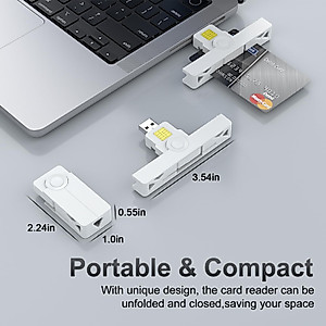 CAC Card Reader, DOD Military USB Common Access CAC Card Reader USB CAC Reader Smart Card Reader Compatible with Windows, Mac OS and Linux