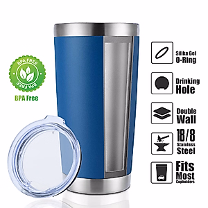 DOMICARE 20oz Stainless Steel Tumbler Bulk with Lid, Double Wall Vacuum Insulated Travel Mug, Powder Coated Coffee Cup (Dark Blue, 1)