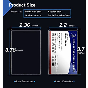 Neando Medicare Card Holder Protector Sleeves, Social Security Card Protector, 12 Mil Clear PVC Water Resistant Plastic Sleeves for New Medicare Cards, Business Cards, ID Cards, Credit Cards, 6 Pack