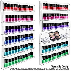 Sorbus Nail Polish Wall Rack Display Holder - Stylish Organizer for Home, Salon, Spa, Tattoo Shop, 6-Tiers, Holds Up to 90 Bottles, Acrylic 2-Piece Display