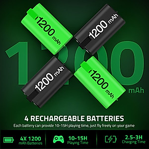 Charger for Xbox One Controller Battery Pack, Xbox One Battery Charger Station with 4x1200mAh Rechargeable Batteries, Xbox One Accessories Xbox Battery Pack for Xbox Series X|S/One S|X/One Elite