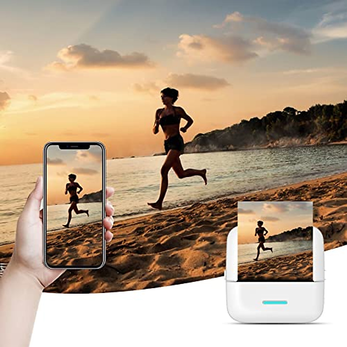 Mini Printe-R,Wireless Bluetooth Pocket Thermal Printe-R,Sticker Printe-R,Portable Notes Picture Printe-R Receipt Paper Print