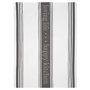 MU Kitchen 100% Cotton Loving Life Jacquard Woven Dishtowel, Slate