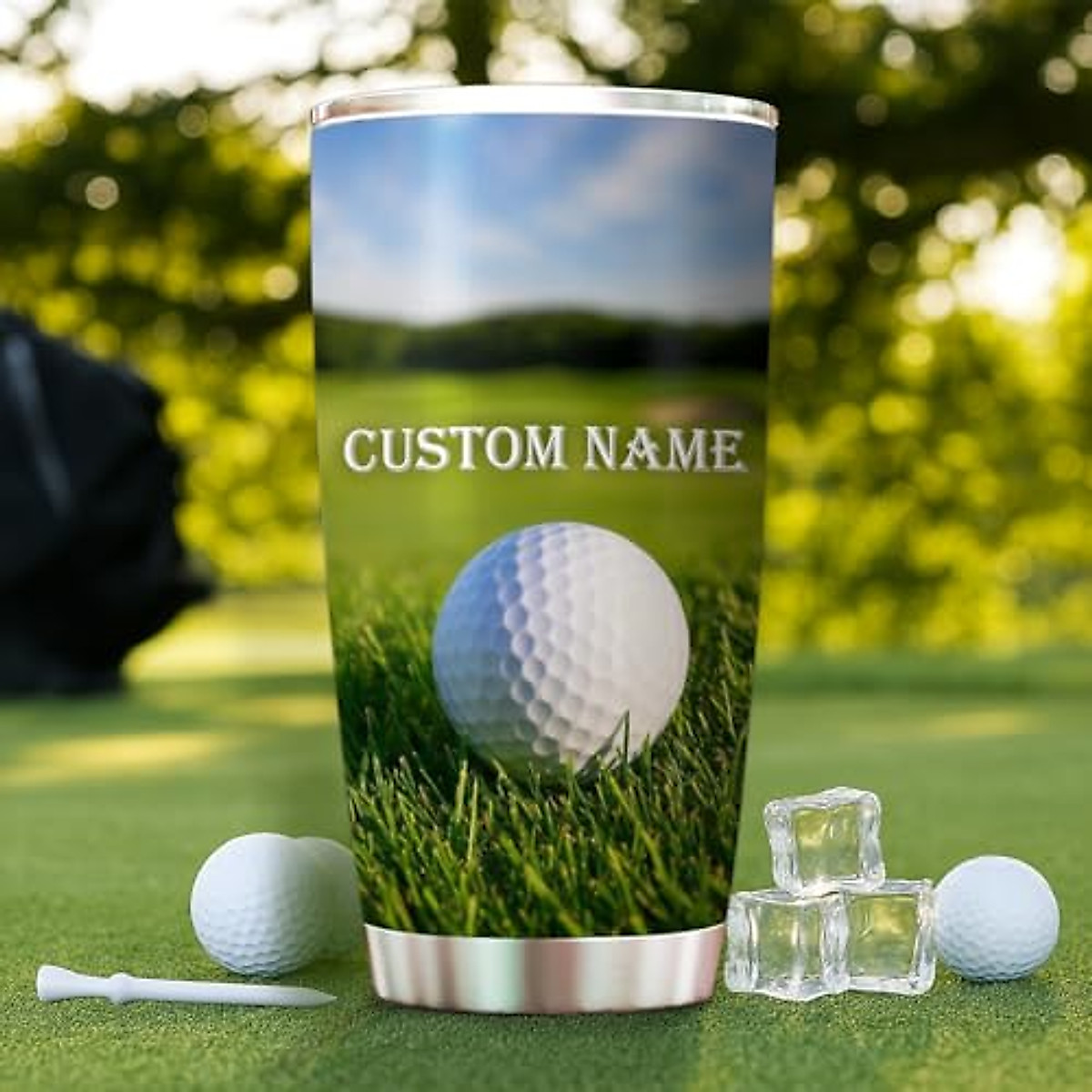Personalized Golf Tumblers Gift for Golfer, Custom Golf Gifts for Dad Mom, 20oz Tumbler Stainless Steel Gifts for Father (01)