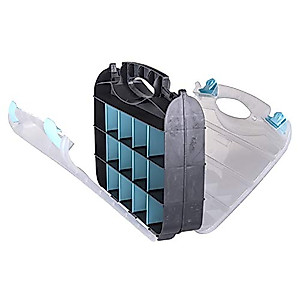 ArtBin 6877AG Double-Sided Quick View Carrying Case, Portable Art & Craft Organizer with Removable Dividers, [1] Plastic Storage Case, Black/Aqua with Clear Lid