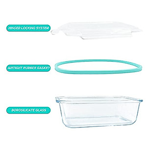 Ehi's Glass Food Storage Containers Set - Meal Prep Container with Locking Lids - 100% Leakproof, BPA-Free & Airtight Portion Control Lunch Containers, Freezer-to-Oven-Safe Food Containers, Set of 3