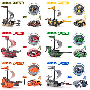 12 Pirate Ship Toys - 12 Prefilled Easter Egg Blocks with Boat Toys, This is a Kid's Party Egg Cup, Toy Boat and Easter Party Favor for Boys and Girls Ages 3+