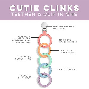 Ryan & Rose Cutie Clinks Attachable Teether Chew Toy for Babies (Mosaic)