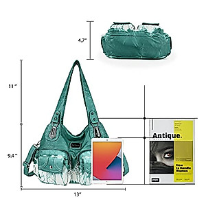 Angel Barcelo Hobo Bags for Women Soft PU Leather Shoulder Bags Fashion Hobo Bags Large Purses and Handbags Blue Green