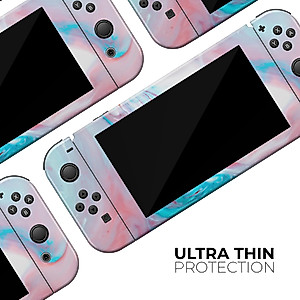 Design Skinz - Compatible with Nintendo Switch OLED Dock Only - Skin Decal Protective Scratch-Resistant Removable Vinyl Wrap Cover - Marbleized Teal and Pink V2