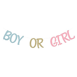 Glittery Boy or Girl Banner for Gender Reveal Party Decorations Photo Prop Baby Shower Backdrop