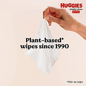 Baby Wipes, Unscented, Huggies Simply Clean Fragrance-Free Baby Diaper Wipes, 1 Flip-Top Pack (64 Wipes Total)