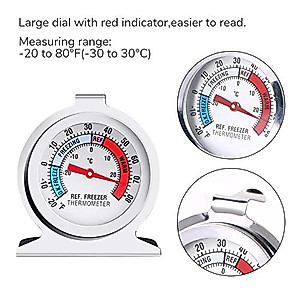 3PCS Refrigerator Freezer Thermometer - Refrigerator/Freezer/Fridge Temperature Cooler - Classic Series Large Dial Thermometer (3)