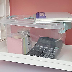 Sandmovie 5.5 Quart Plastic Storage Container Box with Lid and Handle, 6 Packs