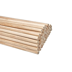Long Wood Dowel Rods Unfinished Natural Wood Craft Dowel Sticks 50 Pack 1/4 Inch×12 Inch