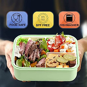 MUJUZE Bento Lunch Box for Adults, Bento Box Adult Lunch Box, Leak-Proof Bento Box, Microwable Bento Boxes, Containers for Lunch Food-Safe Materials and BPA-Free
