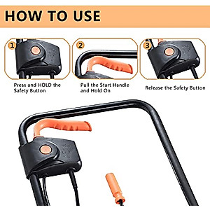 Kapoo Snow Thrower, Electric Snow Blower 18 Inch , 13 Amp, Steel Auger, Black & Orange, 180° Rotatable Chute and Overload Protection, bb19