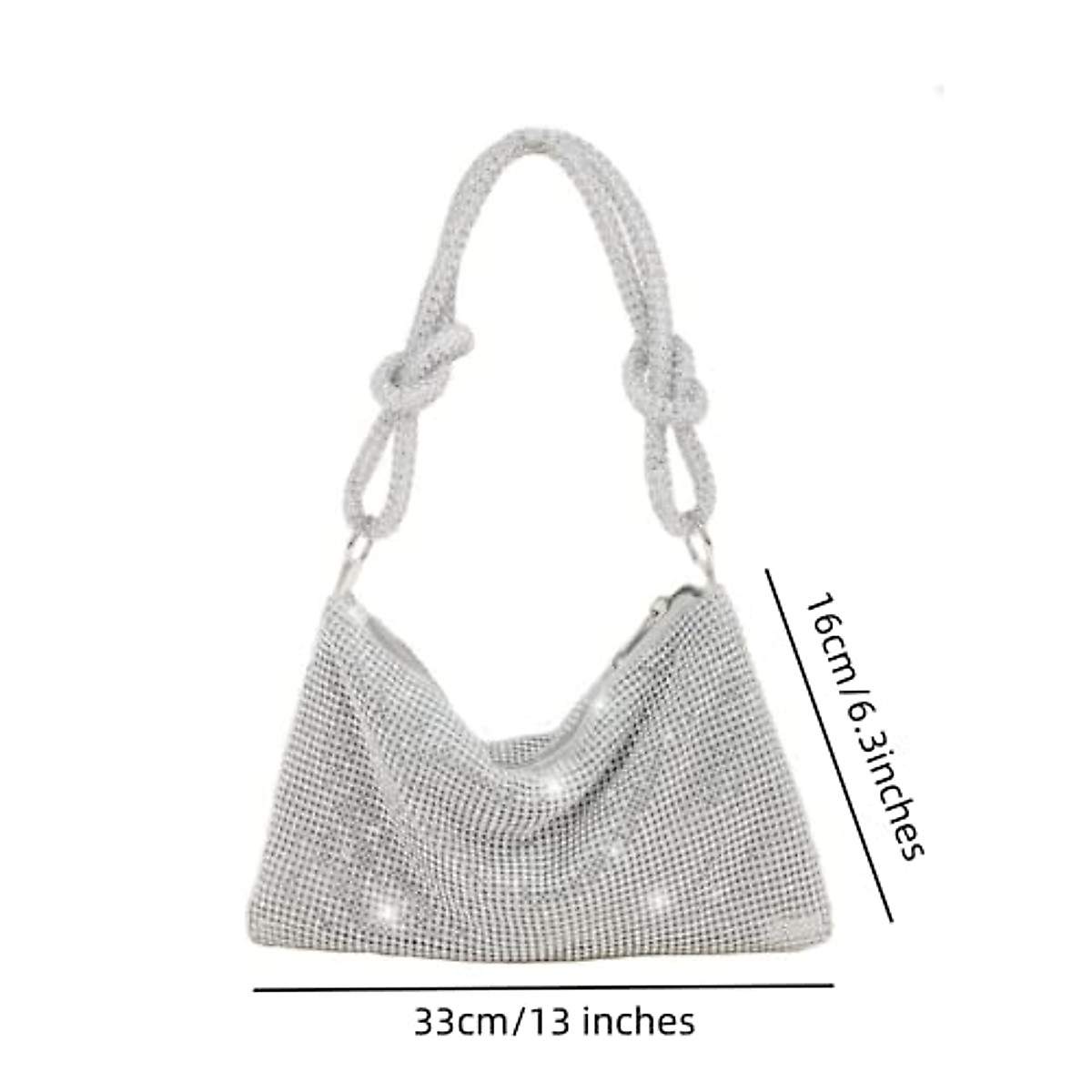 Rhinestone Hobo Bag for Women, Chic Sparkly Evening Handbag, Shiny Clutch Bag Purse for Club Wedding Party