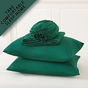 Overket Queen Sheet Set Ultra Soft Queen Bed Sheets 1800 Series Luxury Cooling Sheets-100% Microfiber-Breathable-Wrinkle Free - Queen Size Green-4PC