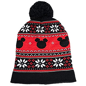 Disney Mickey Mouse Adult Knit Beanie Hat and Texting Glove Set (Black)