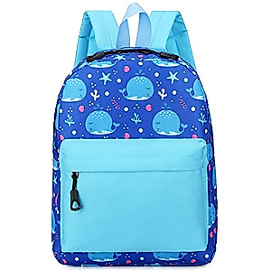 Vanaheimr Kid Toddler Backpack for Boys Cute Whale Shark Preschool Bookbag Child Daycare Nursery School Backpack with Chest Strap