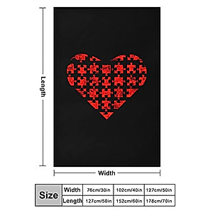 Autism Puzzle Heart Throw Blanket for Couch Bed Flannel Lap Blanket Lightweight Cozy Plush Blanket for All Seasons 40"x60"