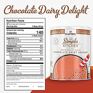 ReadyWise Simple Kitchen Chocolate Dairy Delight, Canned Powder Drink Mix, No. 10 Can, 57 Servings