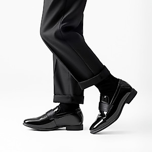 Bruno Marc Boys Dress Shoes Slip-on Loafers Formal Tuxedo Shoes,Size 4 Big Kid,Bright Black,SBLS2340K