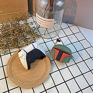 2Pack Airpods Pro Case, Soft Silicone Cute Funny Fun Star War Boba Fett Cartoon Character Cover with Keychain, AirPod Pro Skin Set for Kids Teens Boys Girls(PS5 Game Controller+Mandalorian Helmet)