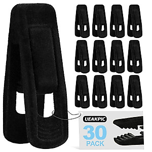 UEAKPIC Velvet Hanger Clips 30 Pack, Durable Felt Clothes Hanger Clips for Pants. Multipurpose Clothes Pins for Adult & Baby Velvet Hanger, Fit for Black Velvet Hangers （Only Clips）