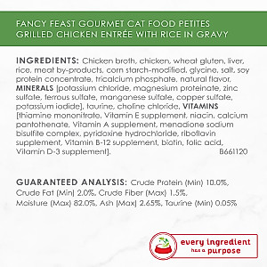 Purina Fancy Feast Petites Gourmet Gravy Wet Cat Food, Petites Grilled Chicken With Rice Entree - (Pack of 12) 2.8 oz. Tubs