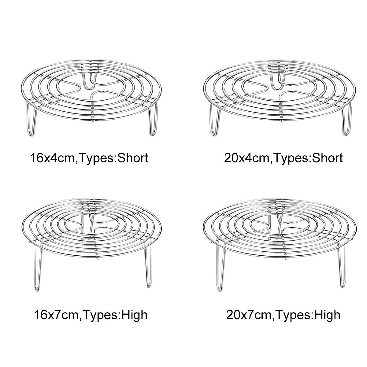 Round Steamer Rack and Cooling Rack,Stainless Steel Pot Trivet, Wire Steamer Kettle Rack Holder, Fit For Pots Cookware Pressure Cooker Pans Up, 8-Inches (size:20x7cm)