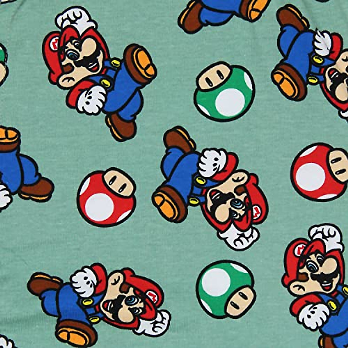 Nintendo Men's Super Mario and Mushrooms Soft Touch Cotton Lounge Pajama Pants (Large) Green