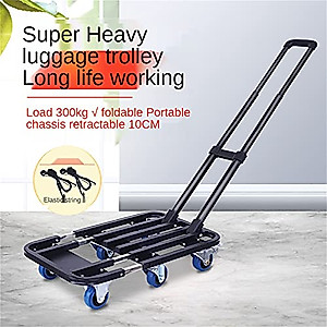 Generic Flatbed Hand Cart Lightweight Push Cart Moving Platform Hand Truck with Foldable Adjustable Handle for Easy Storage and 360 Degree Swivel Wheels Heavy Duty Flatbed Cart (Color : 200kg)