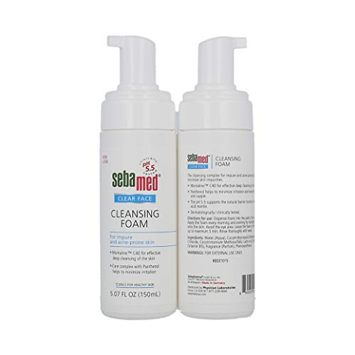 Sebamed Clear Face Cleansing Foam Gentle Face Wash for Impure Oily and Acne-prone Skin 5.07 Fluid Ounces (Pack of 2)
