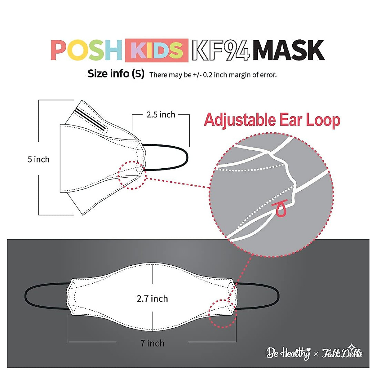 Be Healthy [Pack of 10] Posh KF94 Kids Mask - Little Dreamers (KA20) (MADE IN KOREA), Multicolor