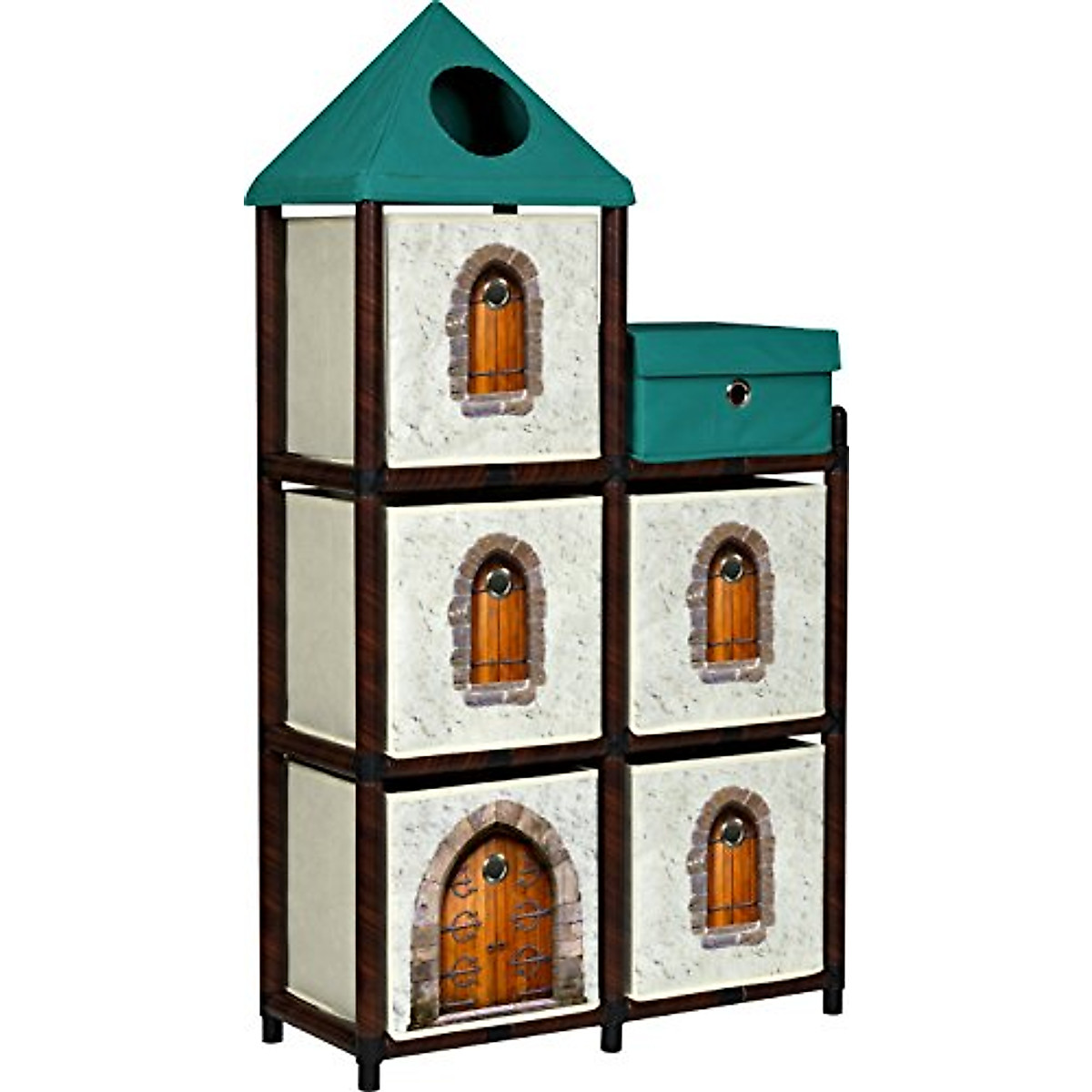 OneSpace 1 Recycled Paper Fantasy Fort Kids Storage Unit, Green and Brown