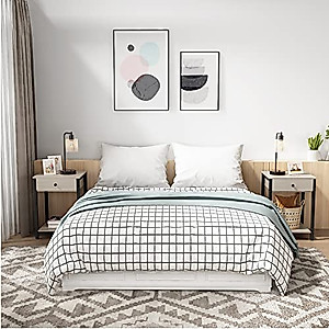 Ecoprsio Nightstand Set of 2 Modern End Table Side Table with Drawer and Storage Shelf Wood Night Stand Greige Bedside Table for Bedroom, Living Room, Sofa Couch, Hall, Easy Assembly, Greige