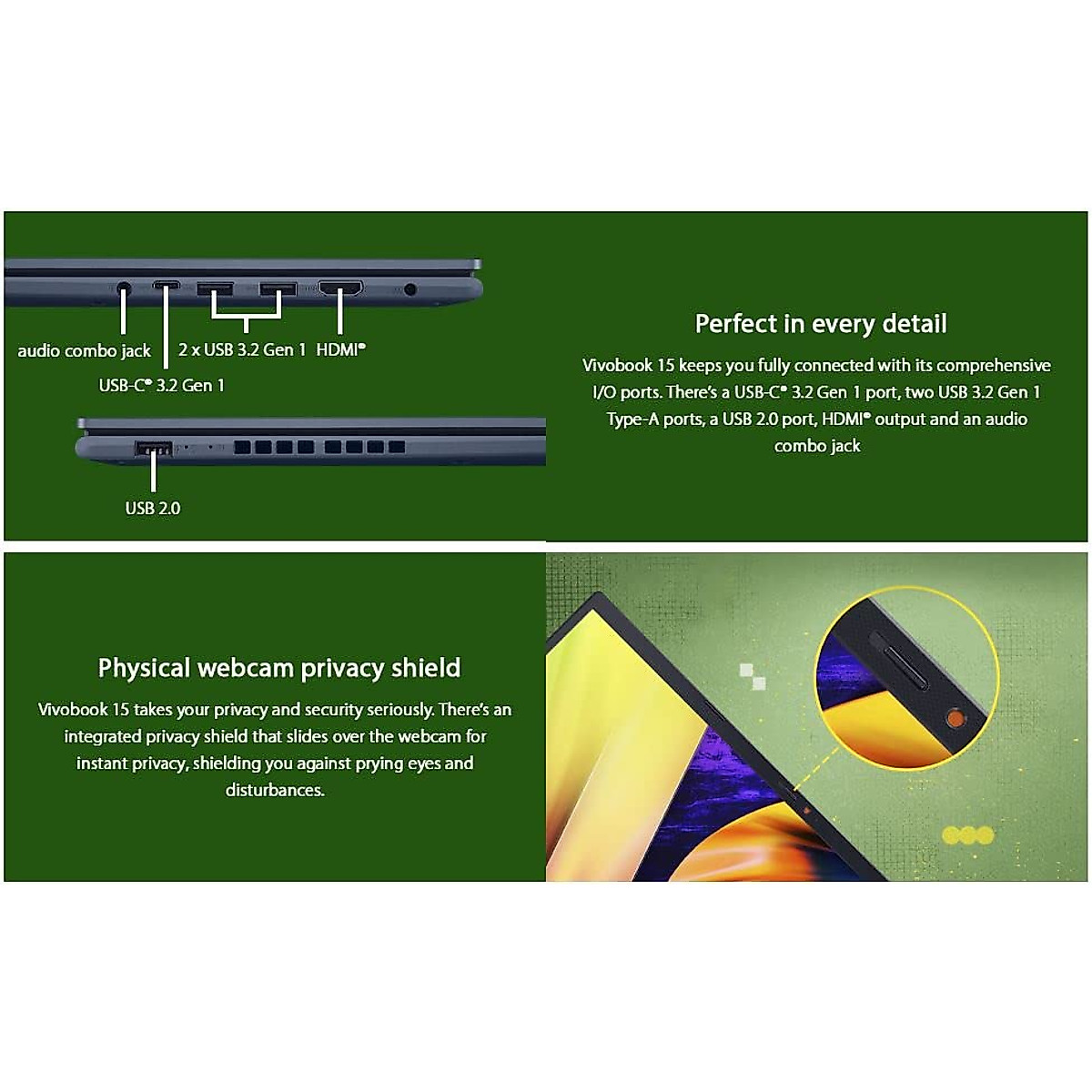 ASUS Newest M1502IA VivoBook Thin and Light Laptop 15.6" FHD AMD Ryzen 5 4600H 16GB DDR4 512GB NVMe SSD USB-C HDMI Backlit Keyboard Fingerprint Reader Windows 11 Home w/ RATZK 32GB USB